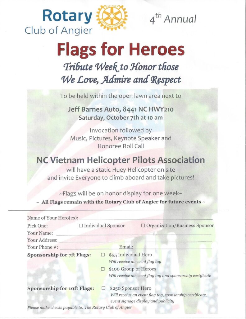 Honor YOUR Hero during the Angier Rotary Flags for Heroes – Rotary Club ...